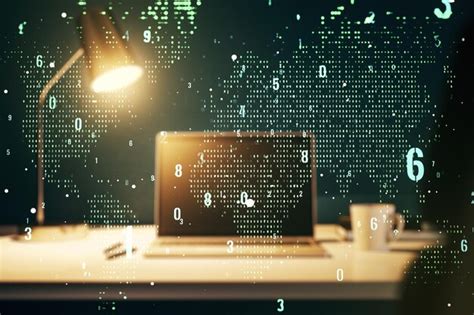 Doble exposición del lenguaje de programación abstracto con mapa mundial sobre el concepto de