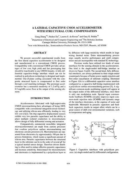 Pdf A Lateral Capacitive Cmos Accelerometer With Structural Curl