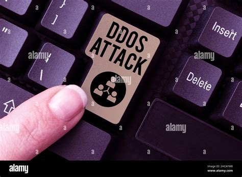 Conceptual Display Ddos Attack Word Written On Disturbed Access To The Normal Server Caused By