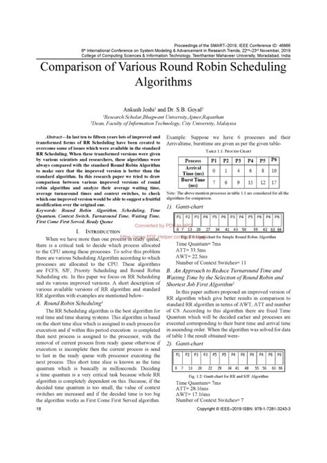 Pdf Comparison Of Various Round Robin Scheduling Algorithms