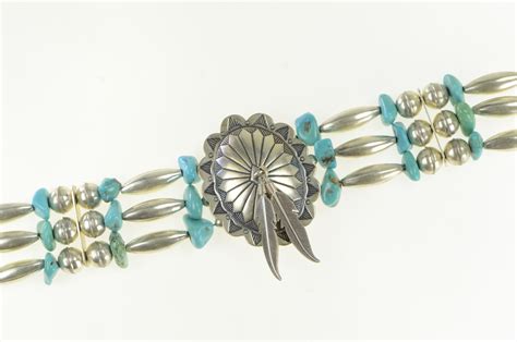 Sterling Silver Vintage Turquoise Southwestern Collar Necklace 1475