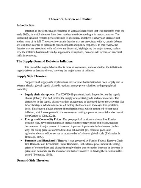 Theoretical Review On Inflation Pdf Inflation Labour Economics