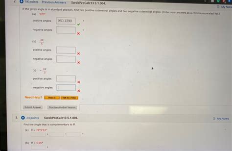 solved 2 1 6 points previous answers swokprecalc13 5 1 004