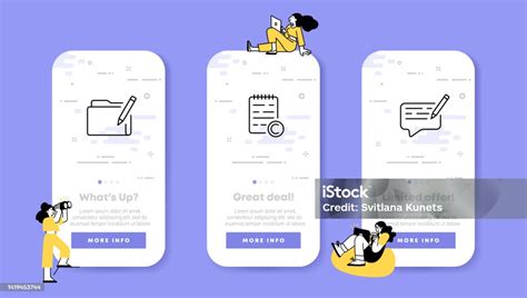 쓰기 세트 아이콘입니다 폴더 펜 노트북 연설 통신 기사 리뷰 코멘트 반응 작가 텍스트 개념 Ui 전화 앱 화면 비즈니스 및 광고에 대한 벡터 라인 아이콘 개체 그룹에 대한