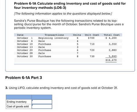 Solved Problem A Calculate Ending Inventory And Cost Of Chegg Com