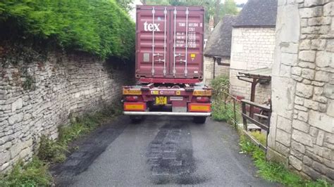 Stuck Another Lorry Trapped In Narrow Lane Near Stroud