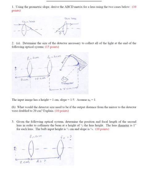 solved 1 using the geometric slope derive the abcd matrix
