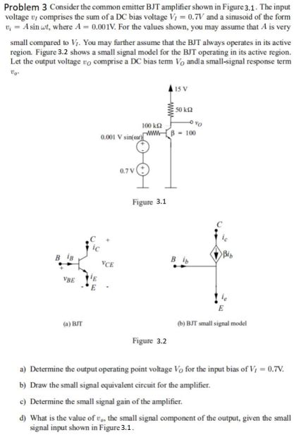 Solved Problem 3 Consider The Common Emitter Bjt Amplifier