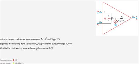 Solved In The Op Model Above Open Loop Gain A And Chegg