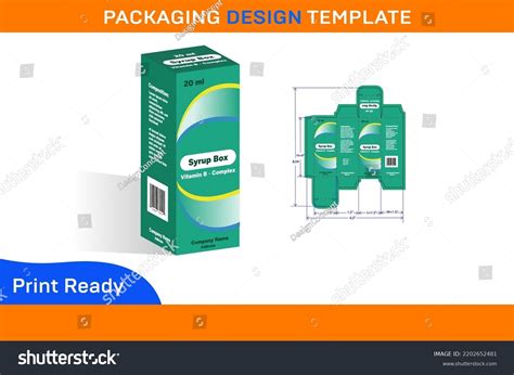 Packaging Design Template Syrup Box 20ml Stock Vector Royalty Free