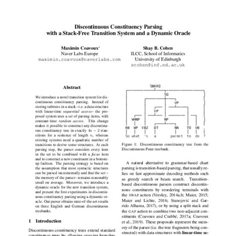Discontinuous Constituency Parsing With A Stack Free Transition System And A Dynamic Oracle
