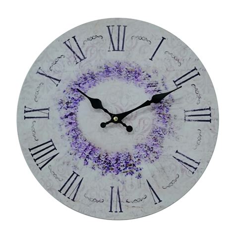 Rebecca Mobili Horloge Murale Horloges Vintage Mdf Blanc Imprimé Floral Idée Cadeau Leroy Merlin
