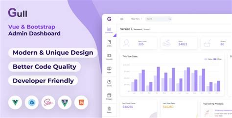 Gull Html And Vuejs Admin Dashboard Template Dashboard Template