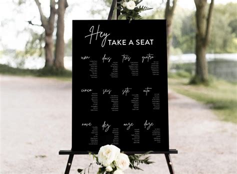 Seating Plan Acrílico Preto Pergaminho Design