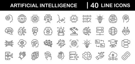 21 Artificial Intelligence Set Web Icons Line Style Ai Technology Icons