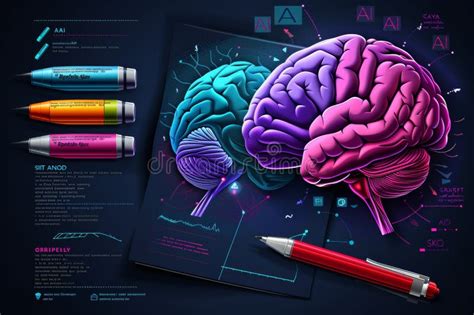 digital interface with ai brain vibrant colors high tech illustration