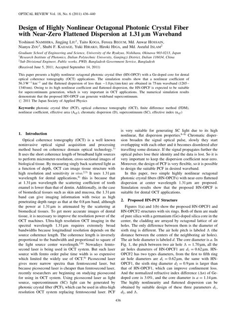 Pdf Design Of Highly Nonlinear Octagonal Photonic Crystal Fiber With