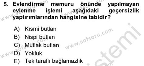 AÖF Hukukun Temel Kavramları Dersi Yılı Vize Ara Sınavı AÖF Soru