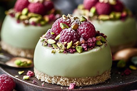 Pistachio And Raspberry Cheesecake Domes