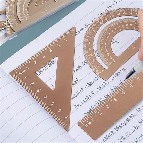 Pcs Aluminum Triangular Scale Ruler Set Drafting Ruler Set With Triangle Protractor Linear