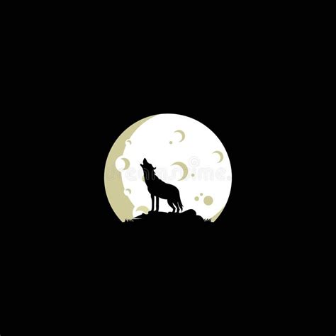 Howling Wolf With Moon Logo Vector Graphics Stock Vector Illustration
