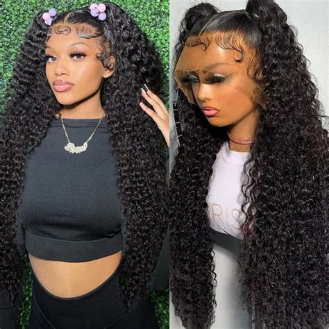 28 Inch Deep Wave Lace Front Wigs Human Hair 180 Density Curly Lace