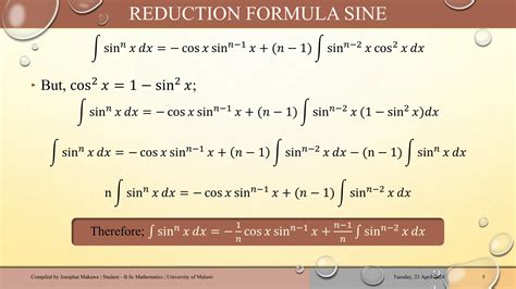 Mat221 Calculus Ii Reduction Formula Powers Of Trig Functions And
