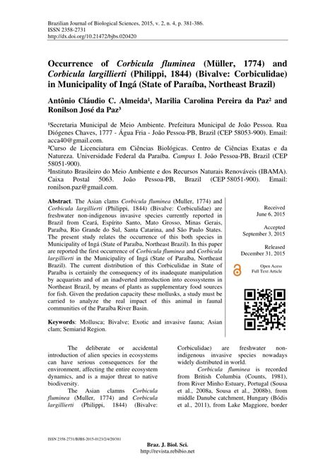 Pdf Occurrence Of Corbicula Fluminea Müller 1774 And Corbicula Largillierti Philippi 1844