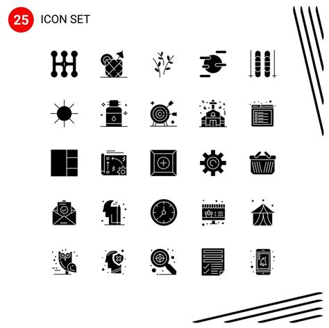 Set Of 25 Modern Ui Icons Symbols Signs For Circle Sky Catkin Ice Space Editable Vector Design