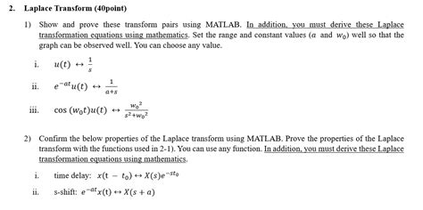 solved 2 laplace transform 40point 1 show and prove