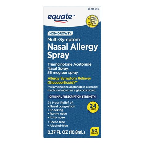 Equate Triamcinolone Acetonide Nasal Allergy Spray 55 Mcg Per Spray 0