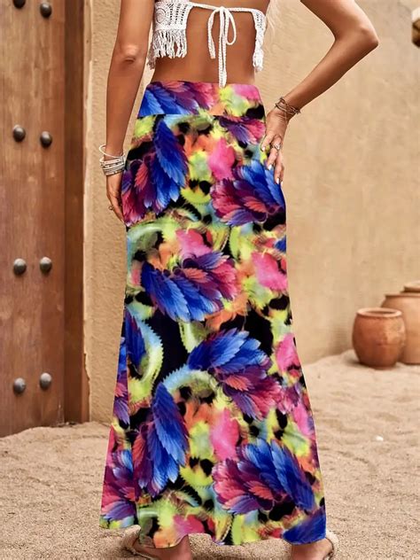 Tribal Print High Waist Skirts Boho Slim Summer Maxi Skirts Temu