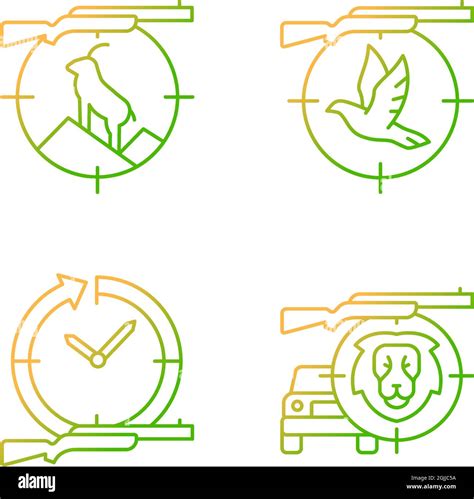 Hunting Types Gradient Linear Vector Icons Set Stock Vector Image And Art