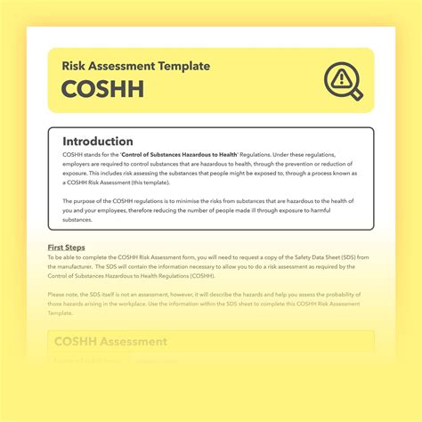 Coshh Assessment Template Blank Easyhealthandsafety