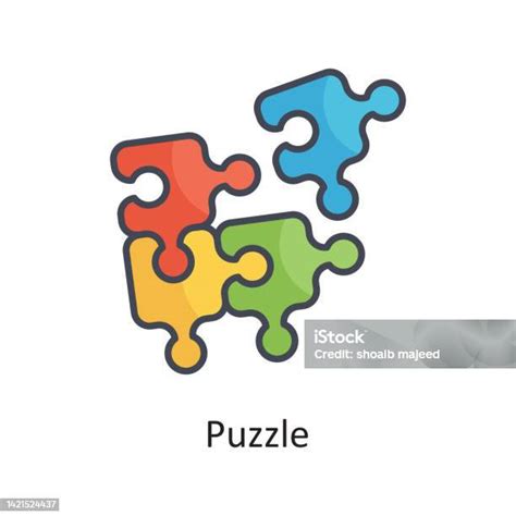 白い背景にパズル塗りつぶされたアウトラインベクターアイコンデザインイラストeps 10 ファイル つながりのベクターアート素材や画像を多数