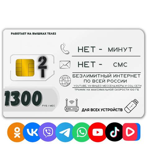 Sim карта Сим карта Безлимитный интернет Youtube Vk видео мессенджеры