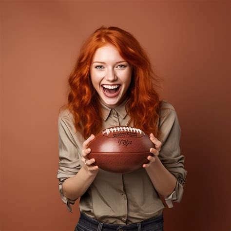 Premium Ai Image Photo Of Excited Red Hair Girl Holding A Baseball Ball