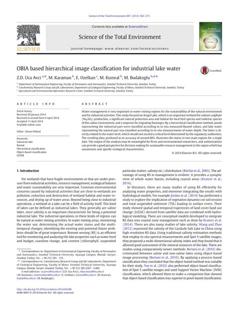Pdf Obia Based Hierarchical Image Classification For Industrial Lake Water