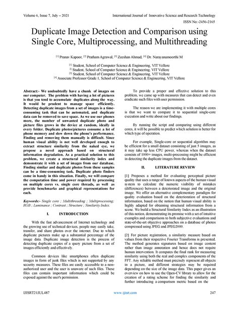 Paper 1 Duplicate Image Detection And Comparison Using Single Core