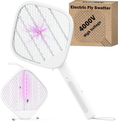Electric Fly Swatter Racket Fly Zapper Powerful 4000v Mosquito Zapper Racket
