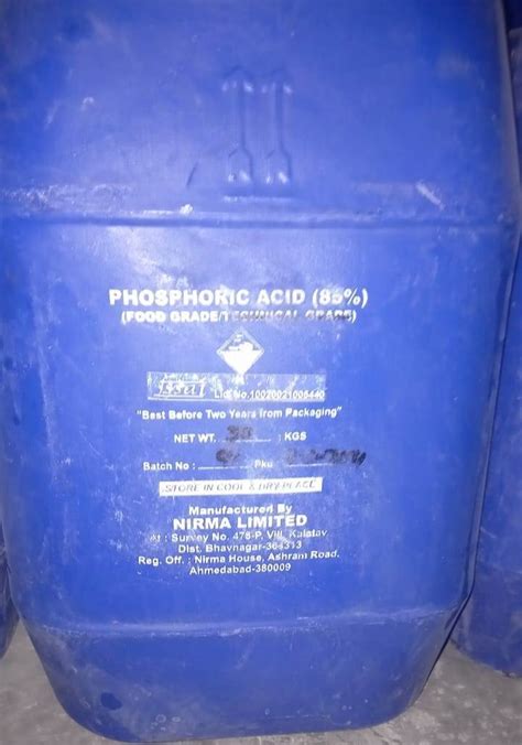 Phosphoric Acid 85 Food Grade Make Nirma Ltd Orthophosphoric Acids