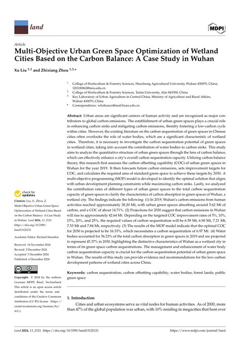 Pdf Multi Objective Urban Green Space Optimization Of Wetland Cities Based On The Carbon