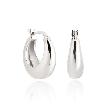 Thick Silver Teardrop Huggie Hoop Earrings Classy Women Collection