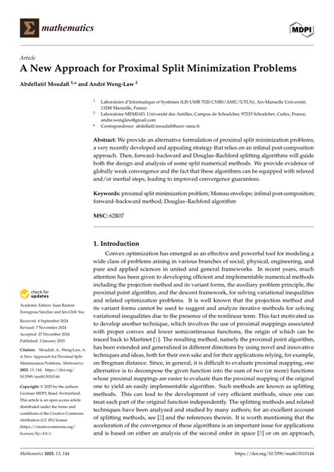 Pdf A New Approach For Proximal Split Minimization Problems
