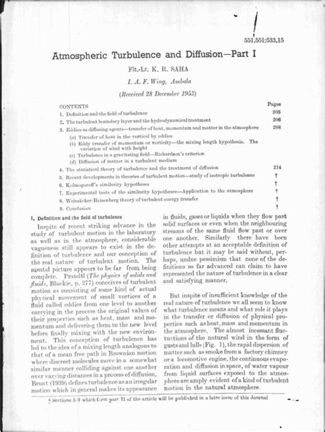 Pdf Atmospheric Turbulence And Diffusion Part I