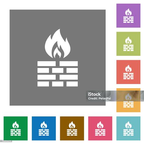防火牆方形平面圖標向量圖形及更多互聯網圖片 互聯網 保安 保護 Istock