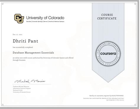 Dhriti Pant On Linkedin Coursera Dbms Coursera Dbms