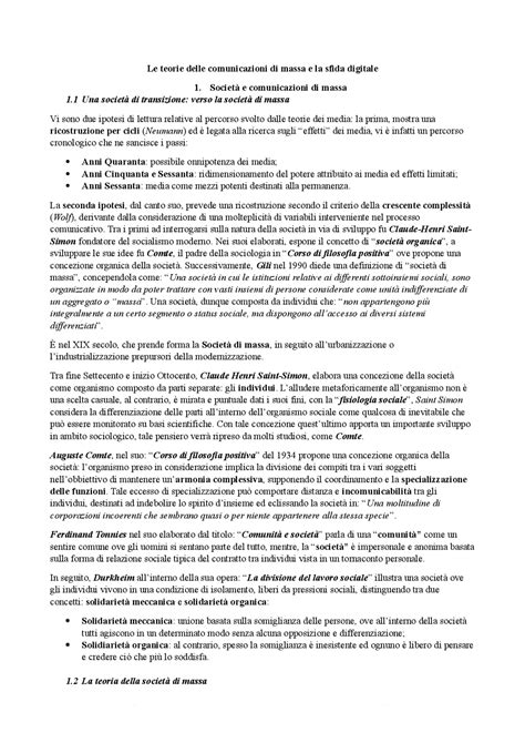 Riassunto Libro Le Teorie Delle Comunicazioni Di Massa E La Sfida