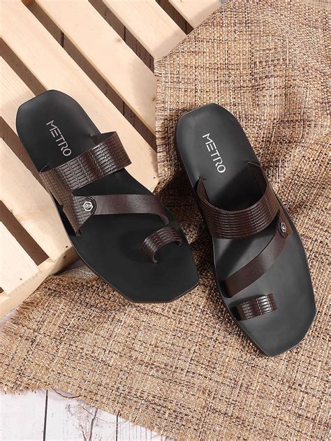 Buy Metro Men Textured One Toe Comfort Sandals Sandals For Men