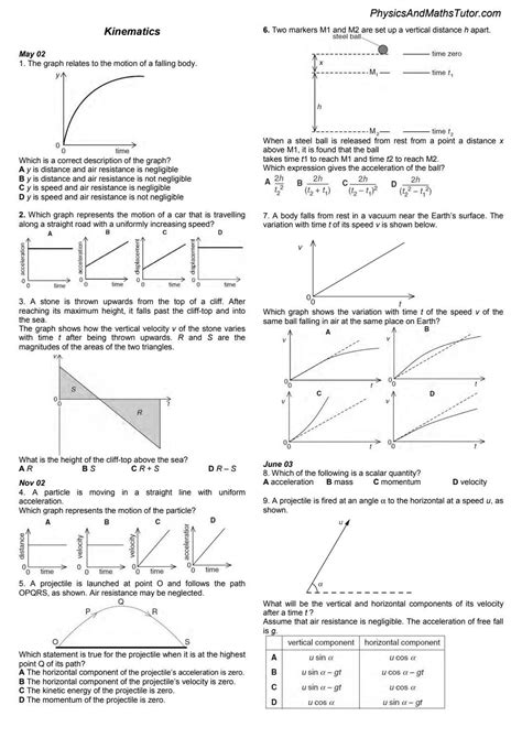 39 Kinematics Worksheet 1 Answers Worksheet Master